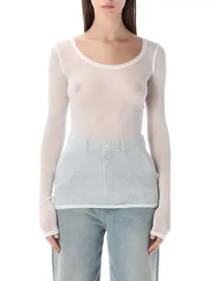 American Vintage American Vintage Slim Fit Long-Sleeved Cotton T-Shirt White