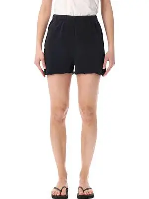 American Vintage High-waisted Stretch Cotton Jogging Shorts - Black