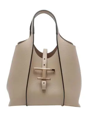 TOD'S Shoulder Bag With Iconic Metal Clasp - Beige