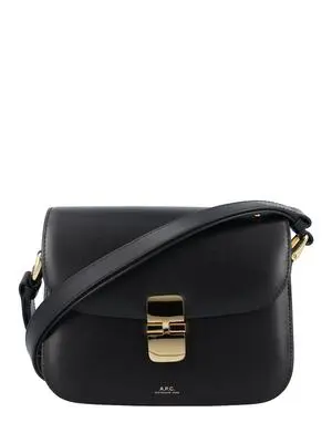 A.p.c. Shoulder Bag With Gold Tone Clasp - Black