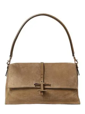 TOD'S Timeless Shoulder Bag In Suede Calfskin - Burnt