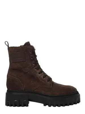 Hogan Lace Up Combat Boots - Brown