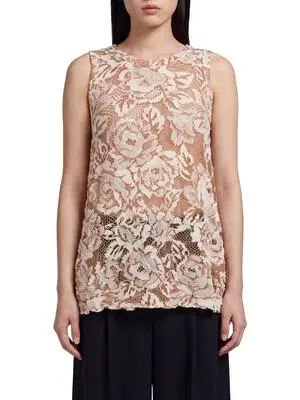 Comme Des Garçons Sleeveless Lace Top - Beige