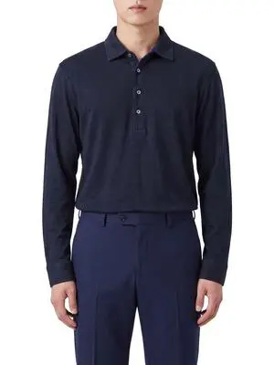 DRUMOHR Long Sleeve Polo Shirt - Blue