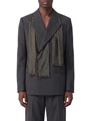 MAISON MARGIELA Double-breasted Virgin Wool Blazer With Peak Lapels - Grey
