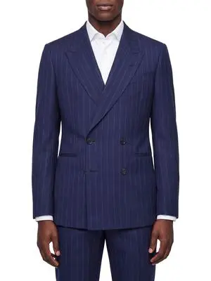 Paul Smith Double Breasted Pinstripe Blazer - Blue