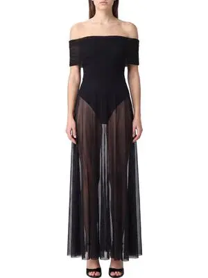 Norma Kamali Off-the-shoulder Sheer Maxi Dress - Black