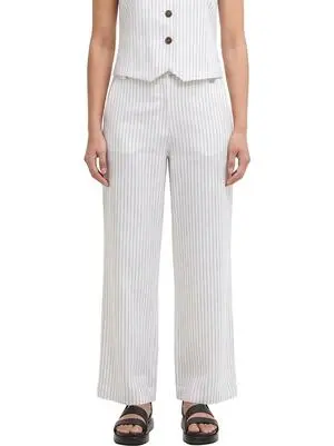 Barbour Sloane Striped Straight-leg Cotton-blend Trousers - White
