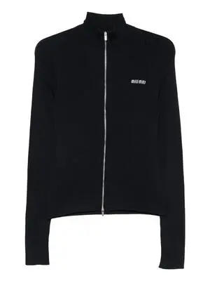 Miu Miu Ribbed Zip Cardigan - Blue
