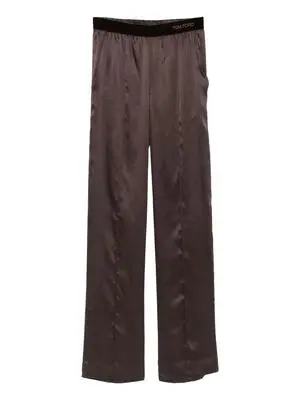 TOM FORD Silk Satin Pyjama Style Wide Leg Pants - Brown