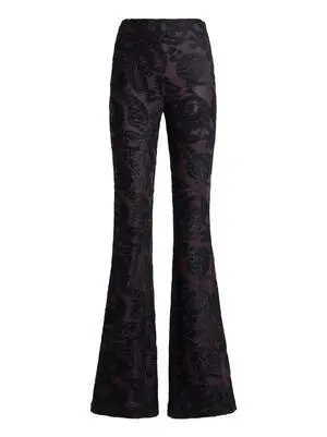 Etro Flared Velvet Jacquard Pants - Black
