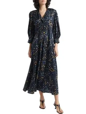 MARELLA MARELLA Painted Spot Tie Neck Midi Dress