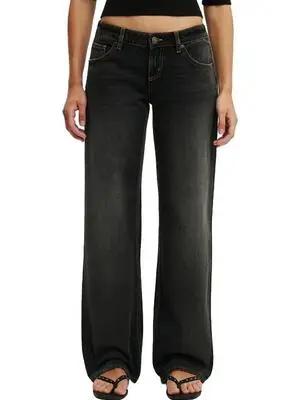 COTTON ON Low Rise Straight Leg Jeans - Drift Black