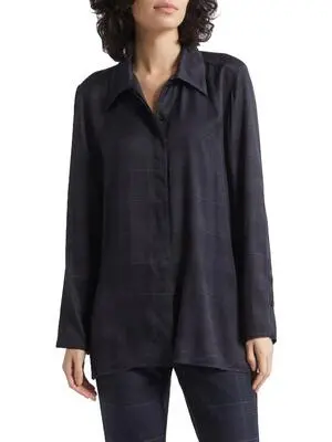 Marella Ballata Point Collar Plaid Shirt - Navy