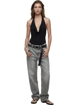 Koton Halter Neck Drape Bodysuit - Black