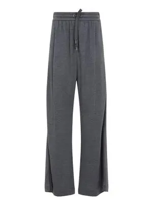 Brunello Cucinelli Cotton-silk Blend Wide-leg Trousers - Grey
