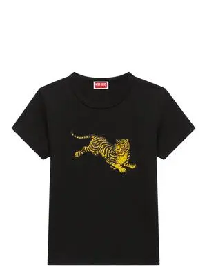 Kenzo Crew Neck T-shirt With Front Print - Nero