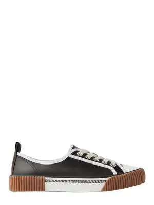 VERSACE Versace Embossed Low-Top Leather Sneakers With Lace-Up Closure