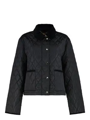 Burberry Cropped Quilted Nylon Jacket With Check Lining - Black