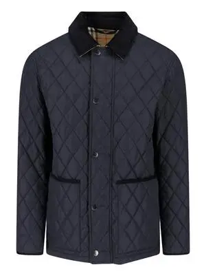 Burberry Quilted Jacket With Band Collar - Black