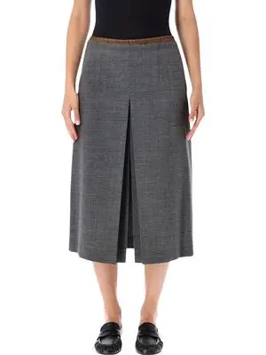 Prada Wool-viscose Pleated Midi Skirt - Grigio