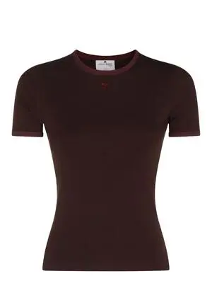COURREGES Slim-fit Cotton T-shirt With Embroidered Logo - Bordeaux