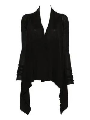 Rick Owens Virgin Wool Relaxed Fit Long Sleeve Cardigan - Nero