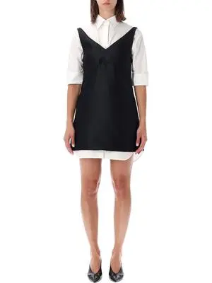 Balenciaga Wool-silk V-neck Dress - Nero