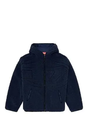 DIESEL® DIESEL Hooded Loose-Fit Zip-Up Jacket With D-Rope Embroidery Blu