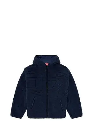 DIESEL® DIESEL Hooded Loose-Fit Zip-Up Jacket With D-Rope Embroidery Blu