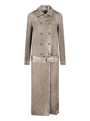 DIESEL® Double Breasted Belted Acetate Jacket - Grey
