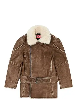 DIESEL® Belted Sherpa Collar Jacket - Marrone