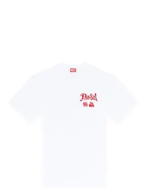 DIESEL® Diesel Crew Neck T-Shirt With Flocked Chest Logo And Flocked Back Print