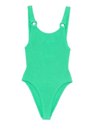 HUNZA Sleek Crinkled Finish Mini Dress - Verde