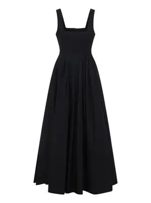 Sportmax Cotton Midi Dress With Square Neckline - Black