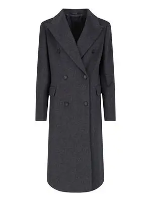 Tagliatore Double Breasted Tailored Jacket In 100% Virgin Wool - Grey
