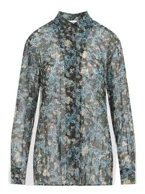 Dries Van Noten Floral Print Sheer Shirt - Blue