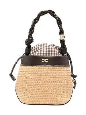 GANNI Braided Mini Pouch Handbag With Adjustable Shoulder Strap - Marrone