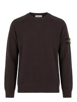 Stone Island Ribbed Crewneck Sweater With Badge Detail - Marrone