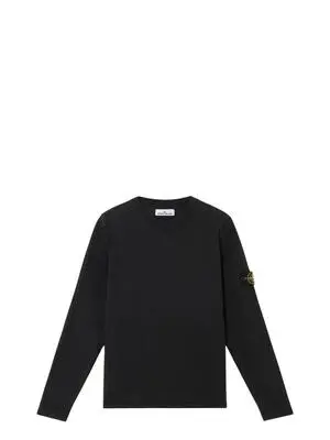 Stone Island Wool Hooded Sweatshirt With Two-way Zip Pockets And Ribbed Trim - Nero