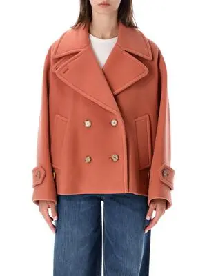 Chloé CHLOÉ Virgin Wool Double Breasted Coat Cedar Pink