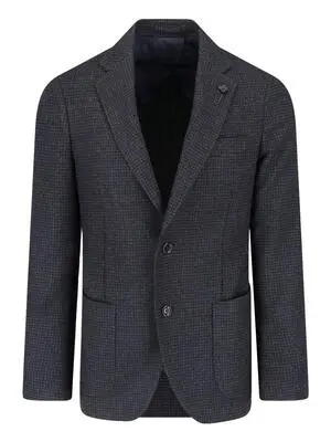 LARDINI Single-breasted Jacket In 100% Cotton - Black