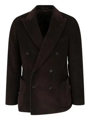 LARDINI Single-breasted Jacket In 100% Cotton - Brown