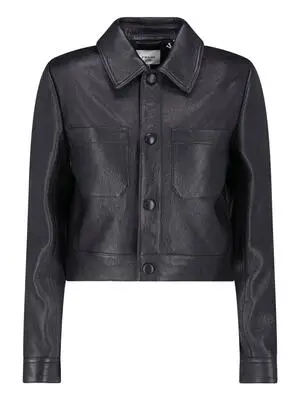 FRAME 100% Lamb Leather Classic Collar Jacket - Black