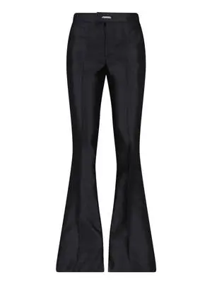 DONDUP Silk-cotton Blend Flare Trousers - Black