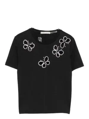 Alice + Olivia Cindy Embellished Cut-out T-shirt - Black