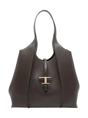 TOD'S Medium Leather Tote Bag - Grey