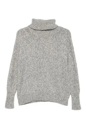 BASE Cotton And Wool Turtle-neck Sweater - Grey