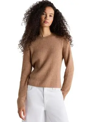 Quince Baby Alpaca Ribbed Crewneck Sweater - Dune Camel