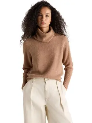Quince Lightweight Baby Alpaca Turtleneck Sweater - Dune Camel